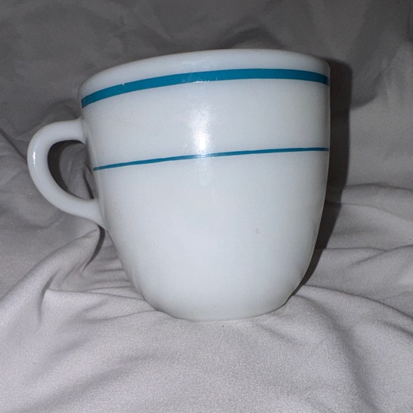 Pyrex | Dining | Pyrex White Mug With Blue Stripes | Poshmark